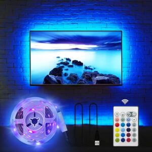 hamlite tv led backlight, 8.2ft led light for tv 32-60 inch monitor backlight, hdtv wall mount stand work space gaming room decor, led bias ambient mood lighting kit