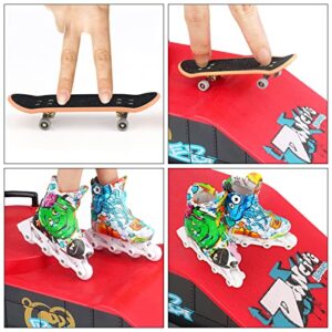 Mini Finger Toy Skateboard Park Ramp Kit, MOMSIV Fingerboard Half Pipe Ultimate Parks Training Props Accessories for Kids Adult (Style D)