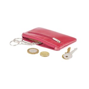 Visconti Monza 19 Leather Key Ring Zippered Coin Pouch Purse (Red)