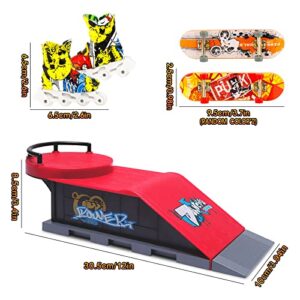 Mini Finger Toy Skateboard Park Ramp Kit, MOMSIV Fingerboard Half Pipe Ultimate Parks Training Props Accessories for Kids Adult (Style D)