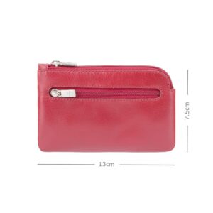 Visconti Monza 19 Leather Key Ring Zippered Coin Pouch Purse (Red)