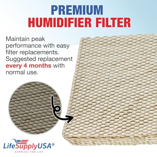 LifeSupplyUSA Humidifier Filter Replacement Evaporator Pad with Wick Compatible with Skuttle A04-1725-052 Model 2000 White-Rodgers, Goodman