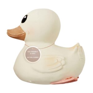 hevea kawan mini rubber duck - 100% natural rubber baby bath toy - eco friendly, perfect for playing, teething, and bathing - mold free bath toys - marshmallow white