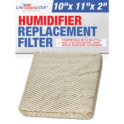 LifeSupplyUSA Humidifier Filter Replacement Evaporator Pad with Wick Compatible with Skuttle A04-1725-052 Model 2000 White-Rodgers, Goodman