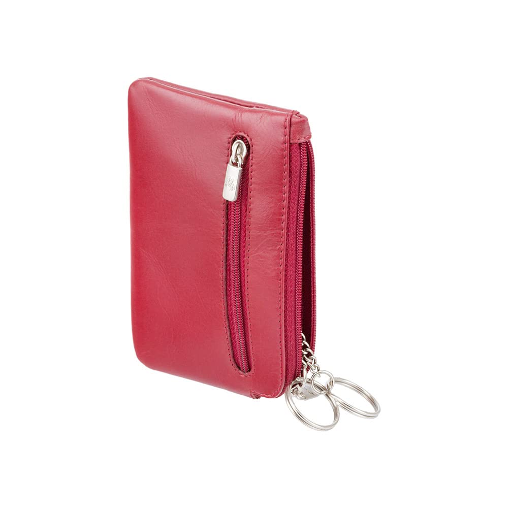 Visconti Monza 19 Leather Key Ring Zippered Coin Pouch Purse (Red)