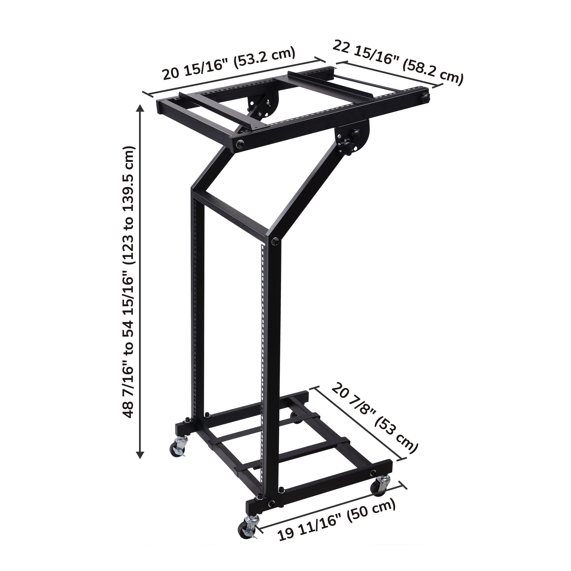 AW Rack Mount DJ Mixer Stand Studio Equipment Adjustable Stage Cart w/Wheel Music Party Show 16U