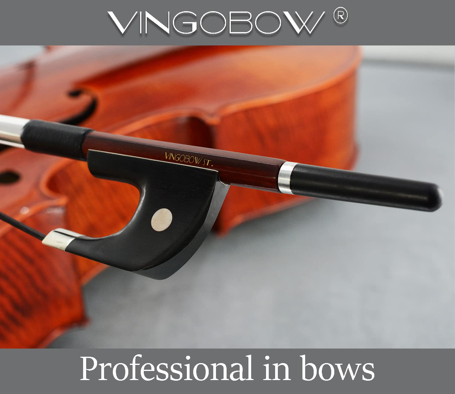 VingoBow 3/4 Size GERMAN UPRIGHT DOUBLE Bass Bow! BLACK Natural Mongolia Horsehair Art No.300BGB.43