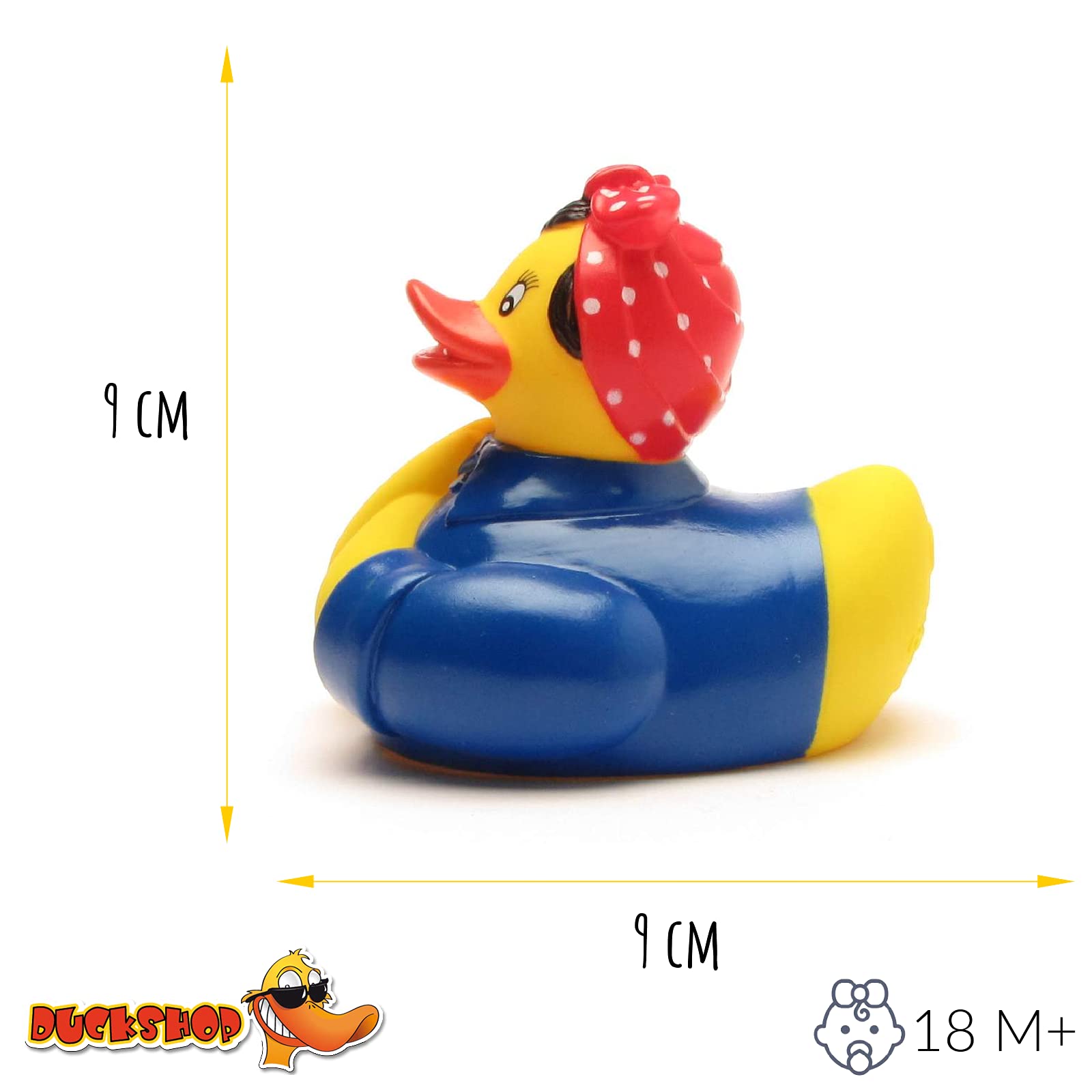 Rubber Duck - Rosie The Riveter | Bath Duck | L: 11 cm