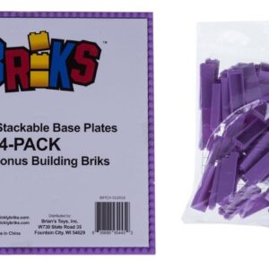 Strictly Briks Compatible with Lego 4 Pack Classic Stackable Baseplates 10x10 in, Building Bricks Plates with 32 x 32 Studs, Towers, Shelves, 4 Plates & 30 Stackers, Lavender