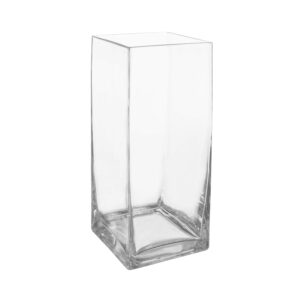 royal imports flower glass vase decorative centerpiece for home or wedding - tall rectangle shape, 12" tall, 5"x5" opening