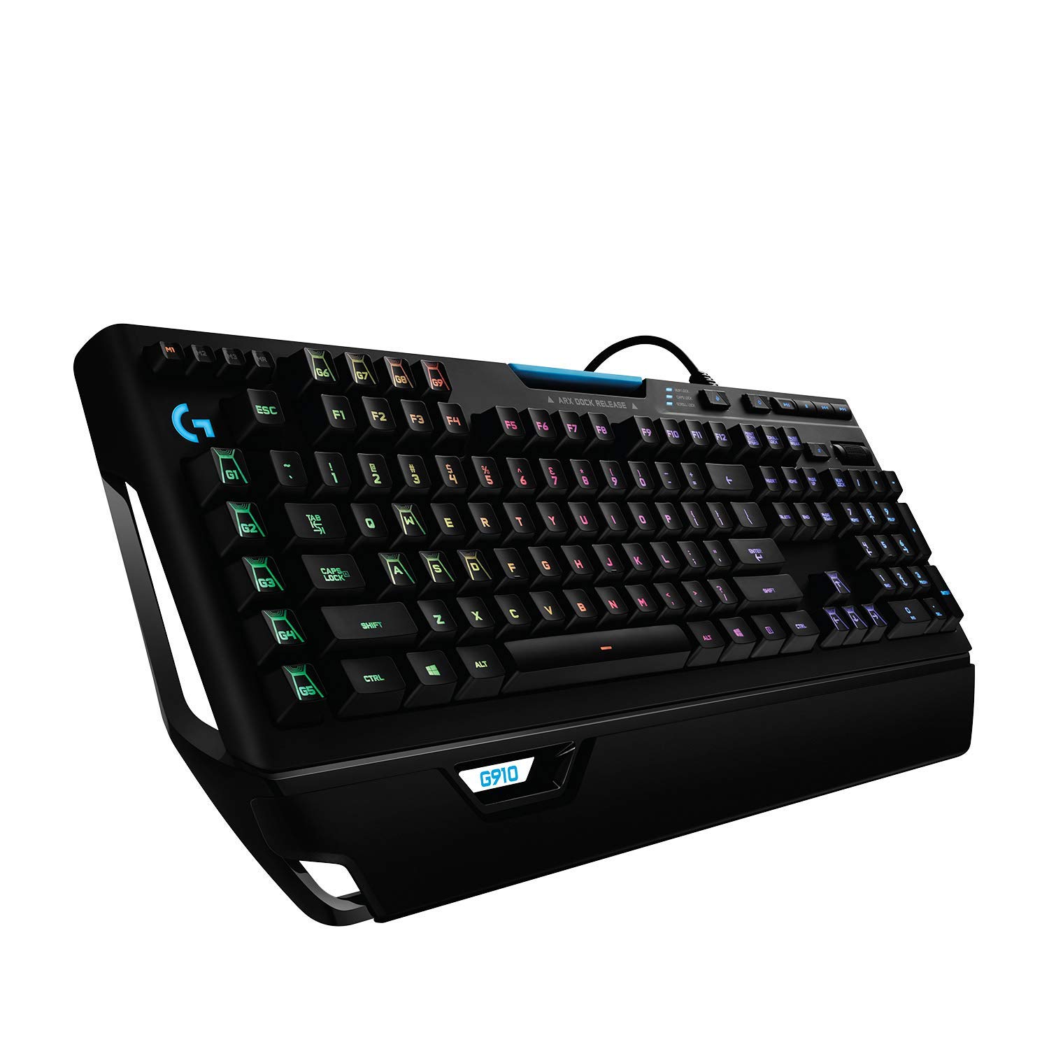 Logitech G910 Orion Spark RGB Illumination Mechanical Gaming Keyboard – 9 Programmable Buttons, Dedicated Media Controls with ARX Control App - Black (Renewed)