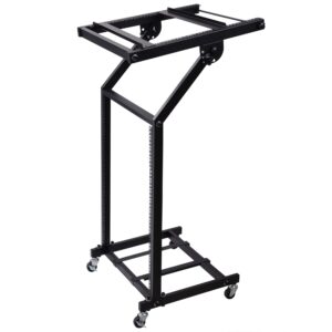 aw rack mount dj mixer stand studio equipment adjustable stage cart w/wheel music party show 16u