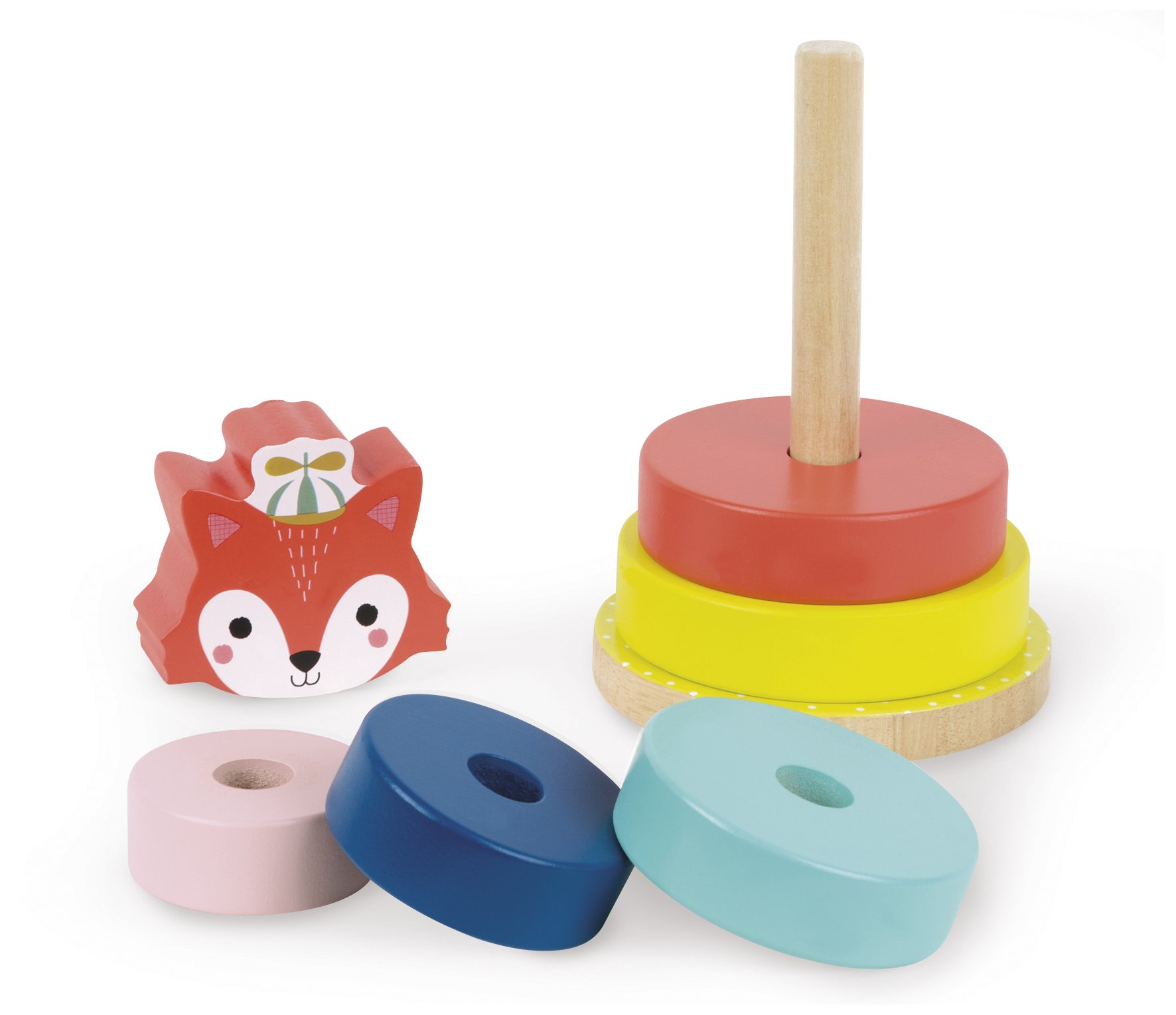 Janod Baby Forest Fox Wood Stacker - Ages 1+ - J08014