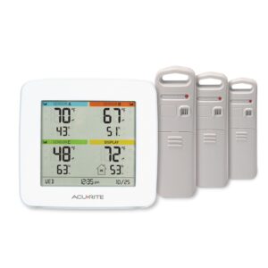 acurite 01094m temperature & humidity station with 3 indoor/outdoor sensors, white