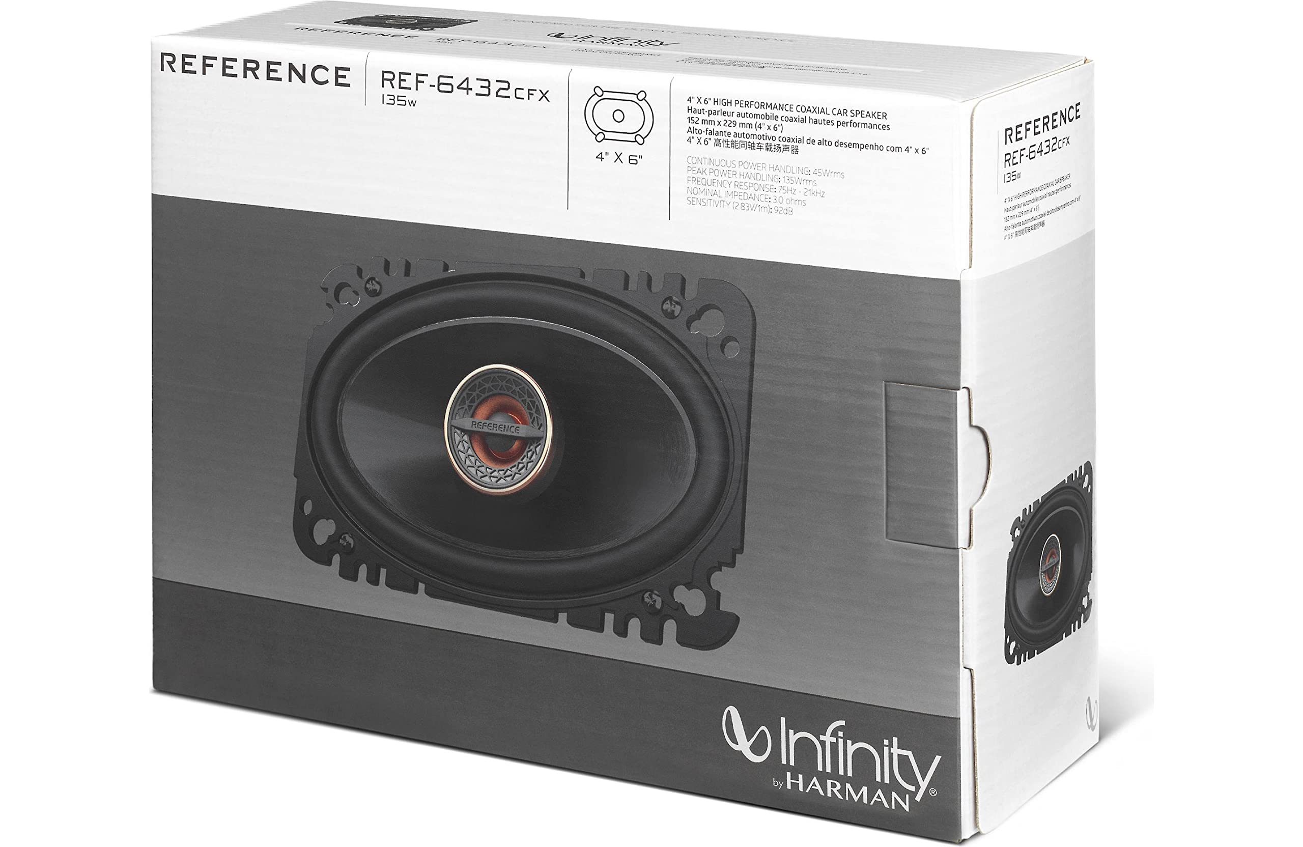 Infinity REF-6422cfx 135W Reference Series Coaxial Car Speaker with Edge-Driven, Textile Tweeters, 4x6