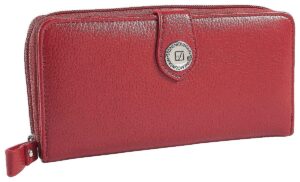 stone mountain usa large zip around leather wallet, red