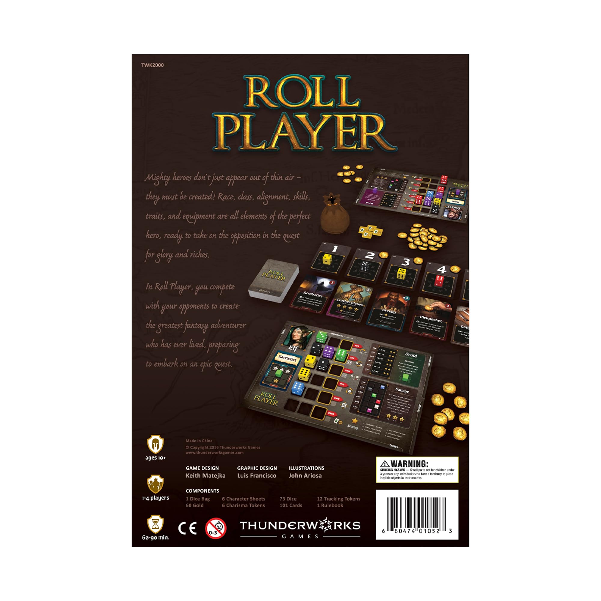 Thunderworks Games - Roll Player Board Game | A Dice Game of Fantasy Character Creation | Ages 10+ | Competitive Strategy | Family Game for 1-4 Players | 60-90 Minutes