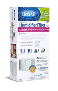 bestair h62-pdq-4 extended life humidifier replacement paper wick humidifier filter, for holmes, sunbeam, touch point, halls, white-westinghouse & hamilton-beach models, 4.5" x 2.5" x 9.2", 4 pack