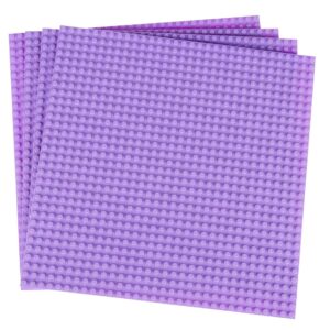 Strictly Briks Compatible with Lego 4 Pack Classic Stackable Baseplates 10x10 in, Building Bricks Plates with 32 x 32 Studs, Towers, Shelves, 4 Plates & 30 Stackers, Lavender