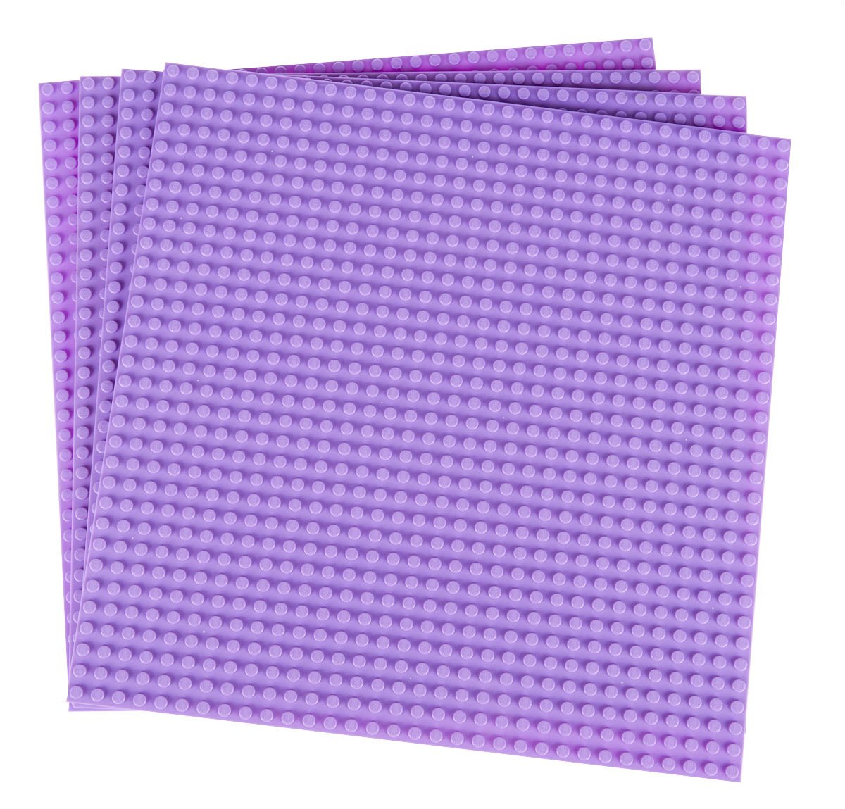 Strictly Briks Compatible with Lego 4 Pack Classic Stackable Baseplates 10x10 in, Building Bricks Plates with 32 x 32 Studs, Towers, Shelves, 4 Plates & 30 Stackers, Lavender