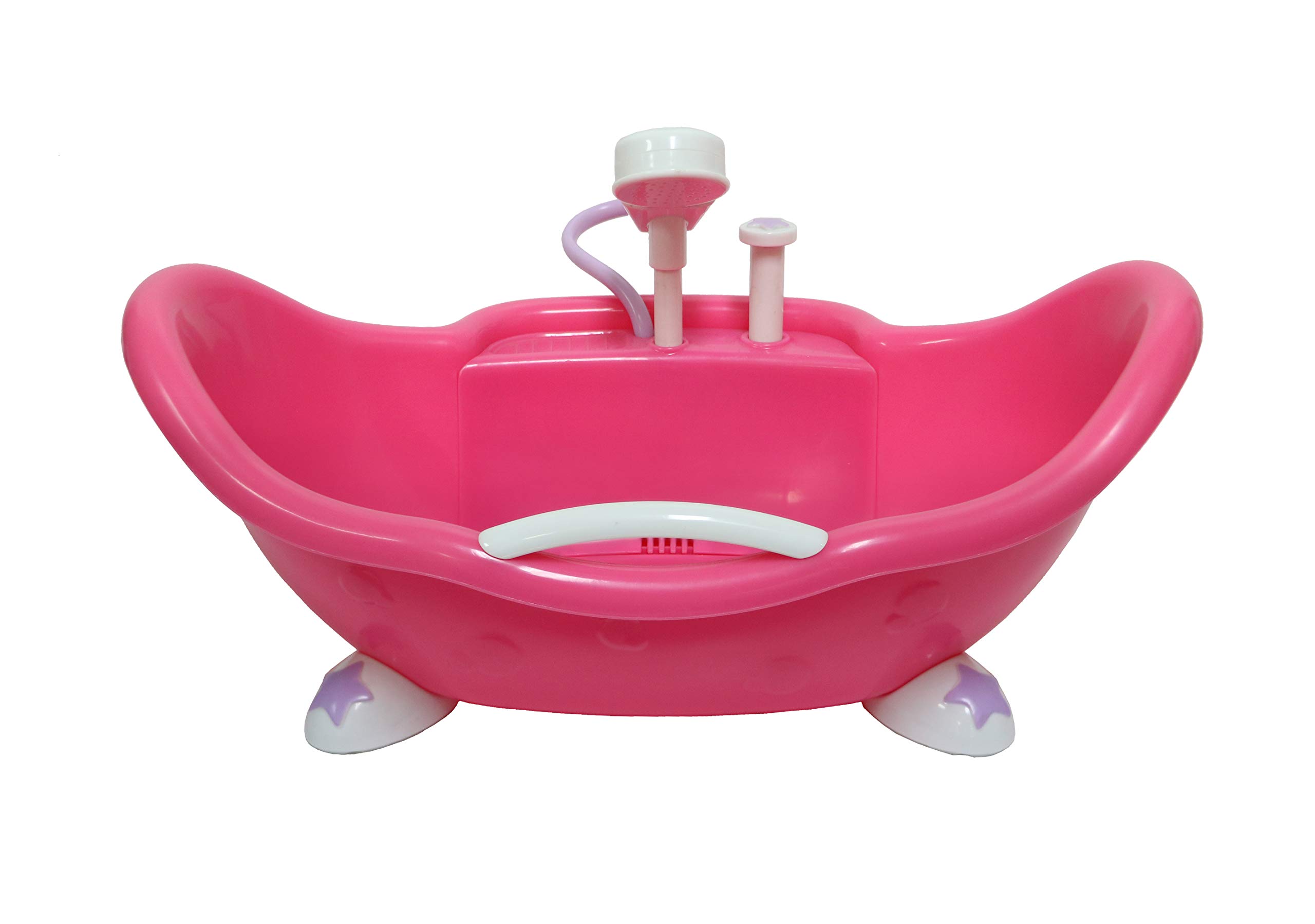 JC Toys Adorable Lil' Cutesies Bathtub with Shower for 24 months and up, Fits Most Dolls Up to 10" , Pink