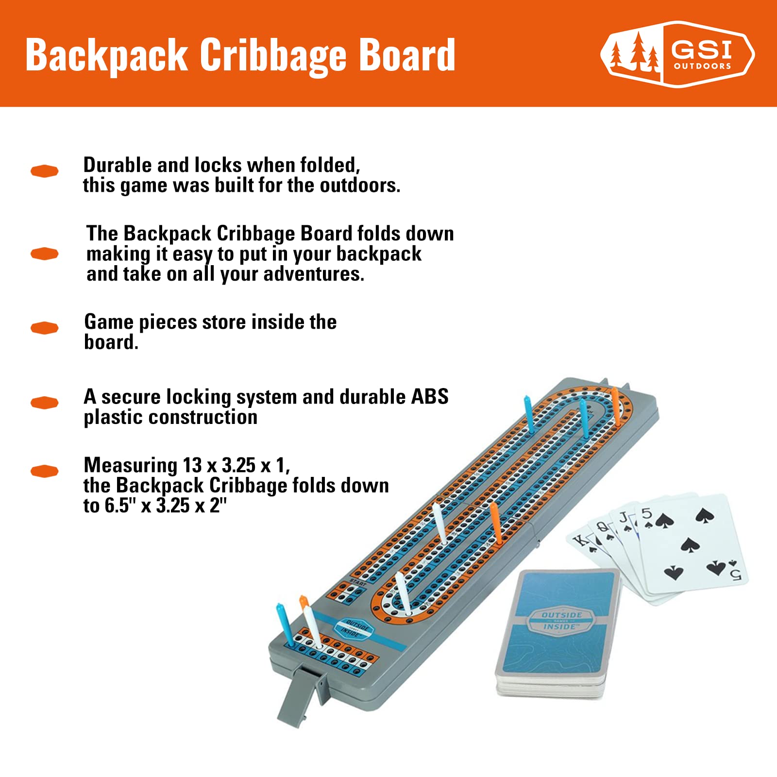 Outside Inside Backpack Cribbage Game for Camping and Travel, Lightweight and Foldable