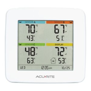 AcuRite 01094M Temperature & Humidity Station with 3 Indoor/Outdoor Sensors, White