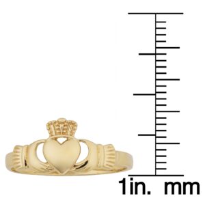 Kooljewelry 14k Yellow Gold High Polish Claddagh Ring (size 8)