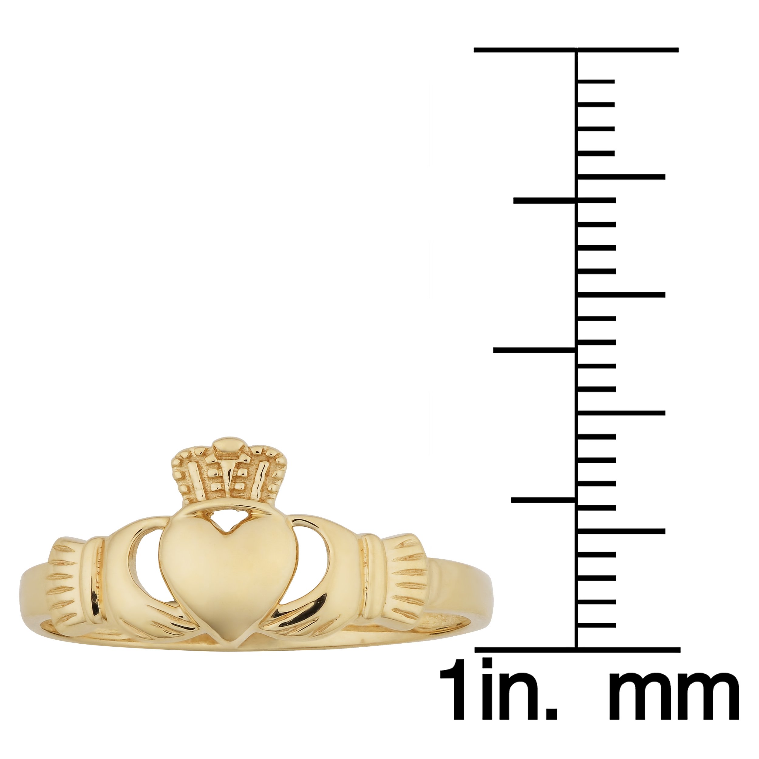 Kooljewelry 14k Yellow Gold High Polish Claddagh Ring (size 8)