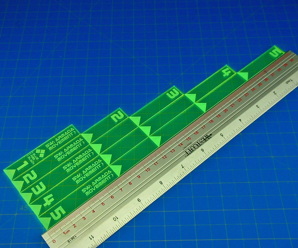 LITKO Armada Multi Range Movement Ruler Set | Compatible with Star Wars: Armada | 5 Pack (Fluorescent Green)