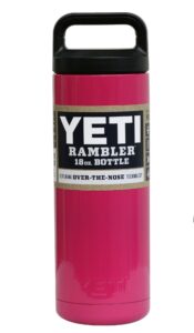 yeti custom powder coated rambler stainless steel insulated water bottle, fuchsia pink - 18 oz.