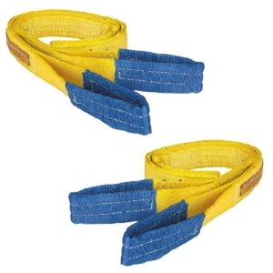 (set of 2) 6 ft. 6400 lb. capacity lifting sling web strap car lifting winch pulling vehicle recovery and load strapping