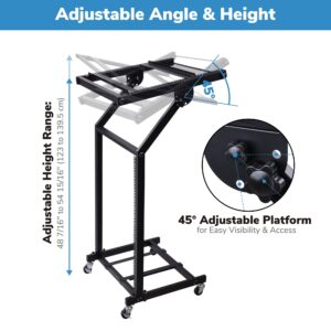 AW Rack Mount DJ Mixer Stand Studio Equipment Adjustable Stage Cart w/Wheel Music Party Show 16U