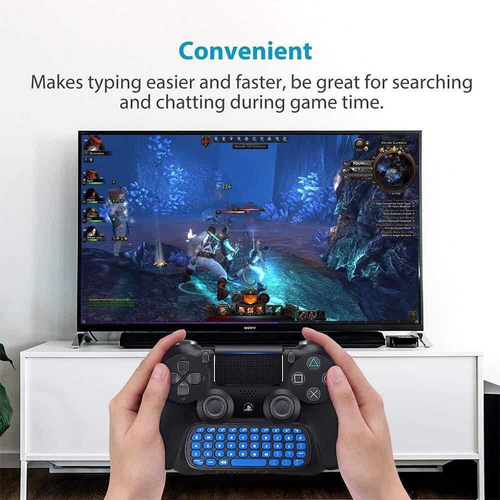 PS4 Controller Keyboard, 2.4G Wireless Rechargeable Online Gaming Live Chat Message Chatpad Keypad with 3.5mm Audio Aux-in Headset for Sony PlayStation 4, PS4 Slim, PS4 Pro (Controller Not Included)