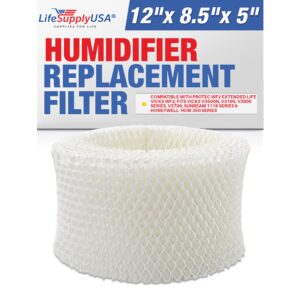 lifesupplyusa humidifier filter compatible with protec wf2 extended life vicks wf2; fits vicks v3500n, v3100, v3900 series, v3700, sunbeam 1118 series & honeywell hcm-350 series;