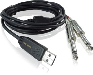 behringer line 2 usb 2 stereo 1/4" line in to usb interface cable (black)