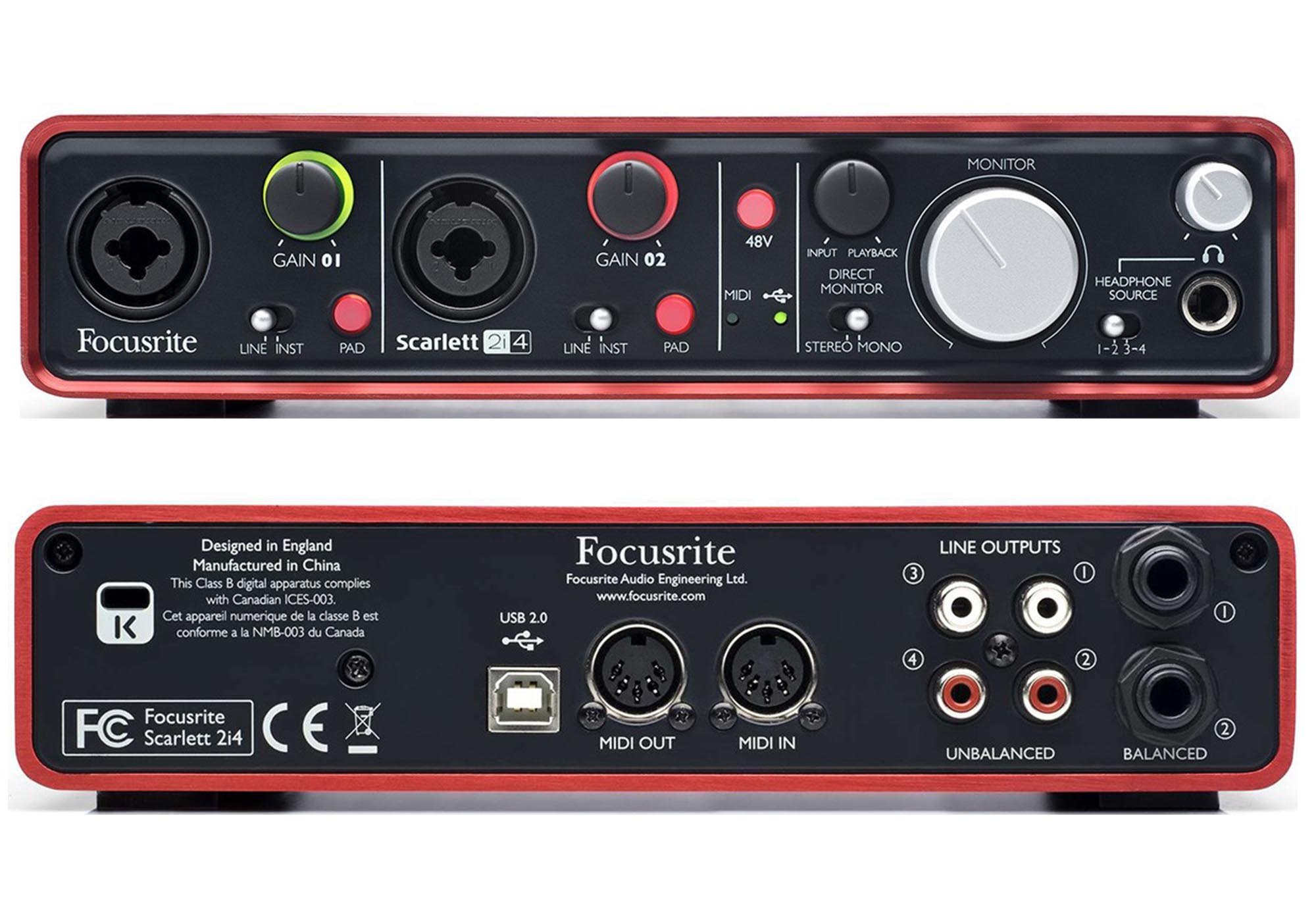 Focusrite Scarlett 2i4 (2nd Gen) USB Audio Interface with Pro Tools | First