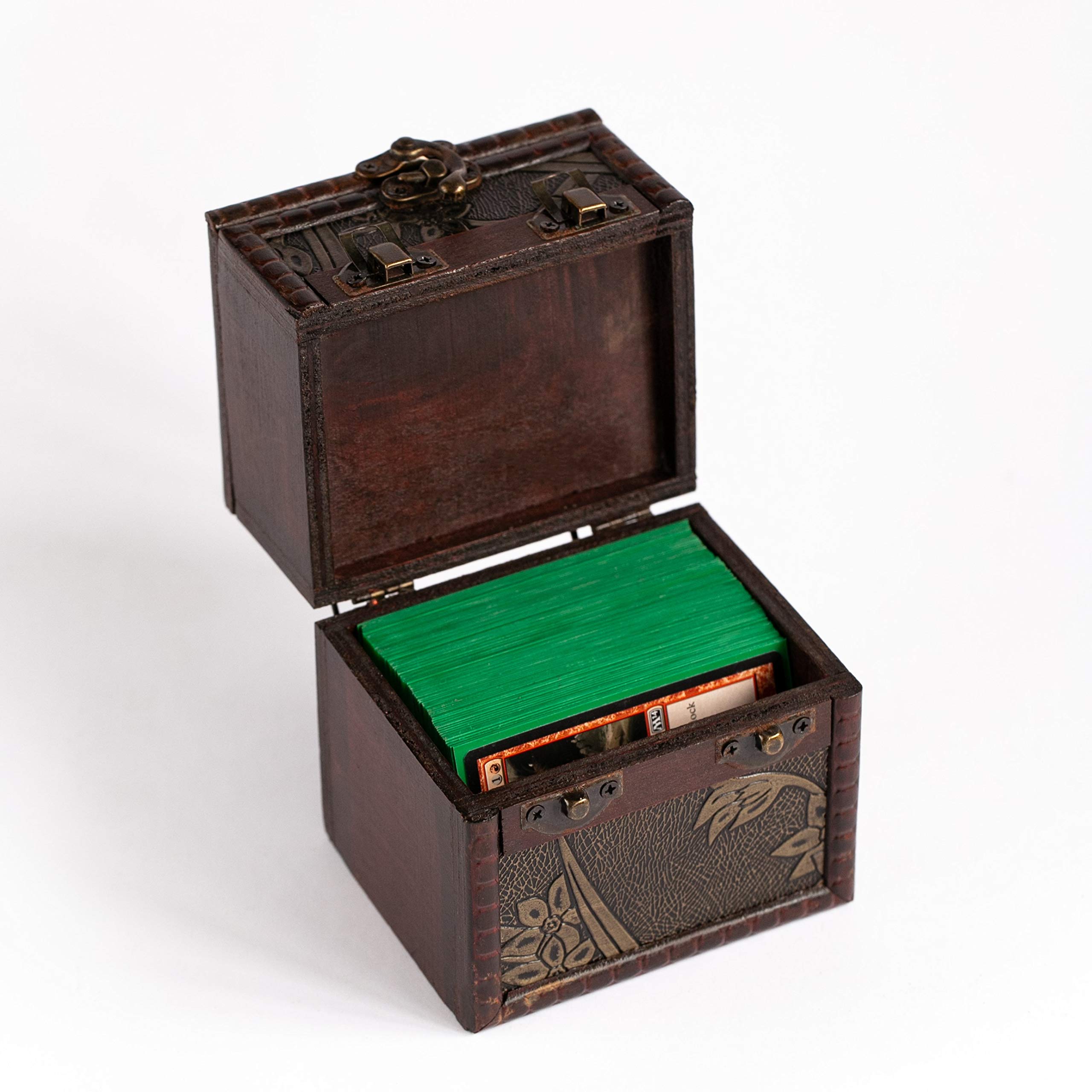 KakapopoTCG Elven Vault (Growth) Wood Deck and Counter Box Protector Sleeve Storage Trading Cards TCG MTG Magic FaB YGO EDH Commander Box FaB TCG PTCG Dice Box DnD Spell Box