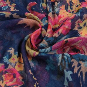 Scarfand's Romantic Rose Prints & Floral Patterns Lightweight Infinity Fashion Scarves Wraps (Bouquet Rose Navy)