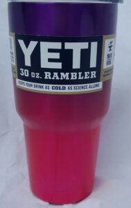 yeti rambler 30 oz, stainless steel, powder-coated, custom colors (mardi gras purple/raspberry pink fusion)