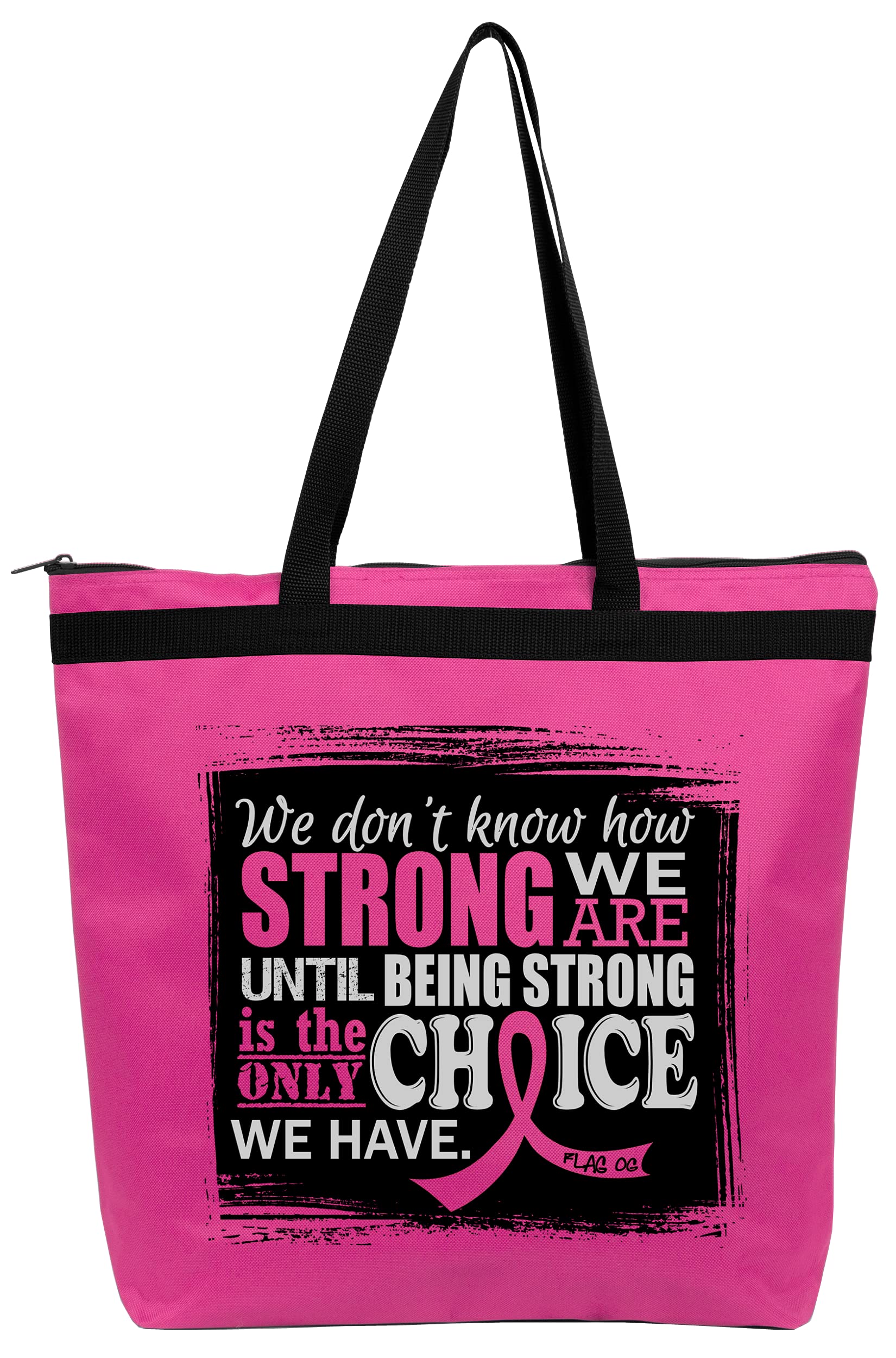 Fight Like a Girl How Strong We Are Darcey Tote Bag - Breast Cancer Survivor Gifts for Women - Pink Ribbon Awareness Accessories - Care Package Item for Chemo Patients - Pink