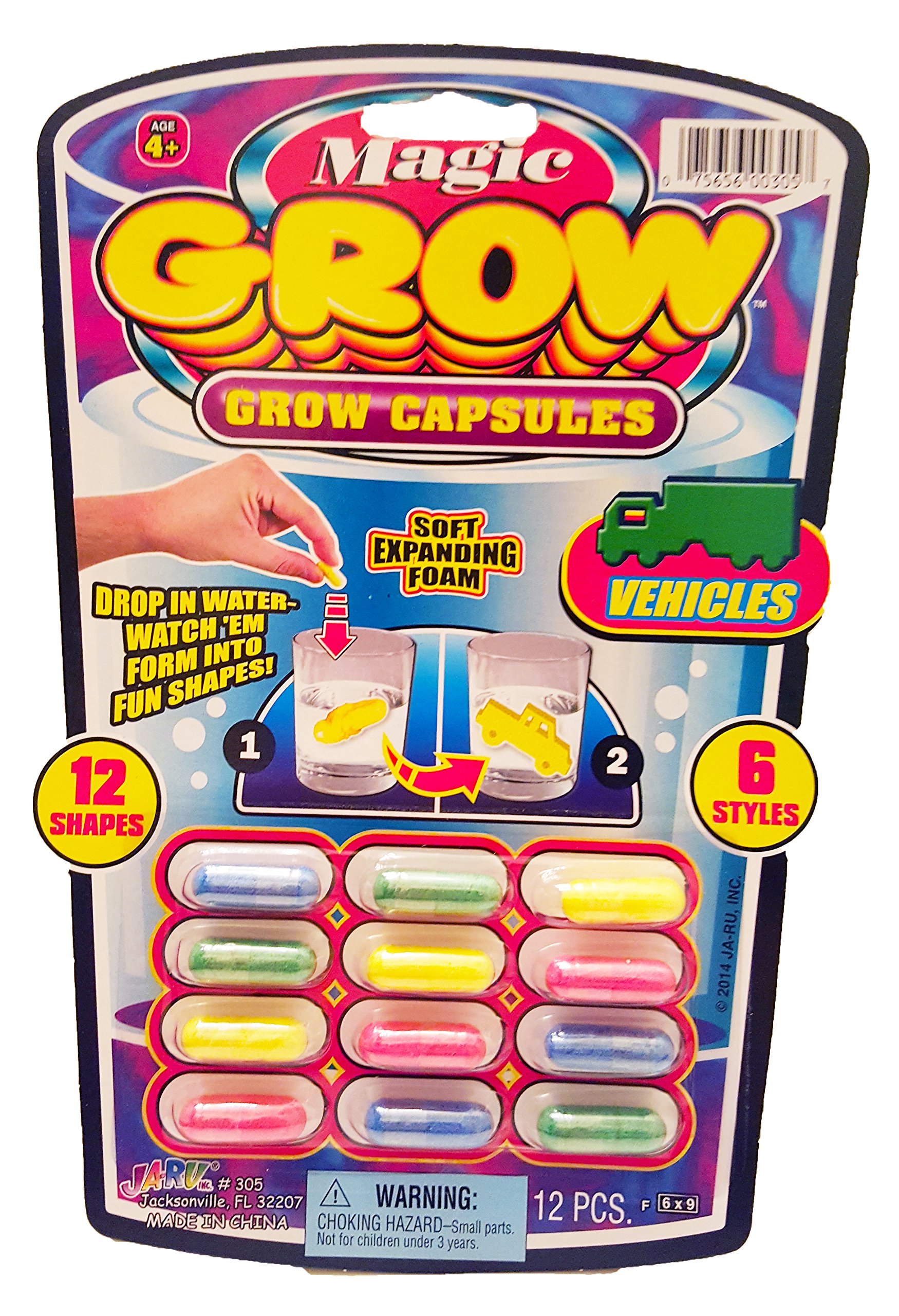 JA-RU Universal Specialties, Magic Grow Capsules 6 Pack, 72 Capsules Sea Creatures, Dinosaur, Animal Farm Toys. Water Growing Toys for Kids. Animal Party Favors Fidget Toy.305-6A