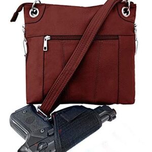 Concealed Carry Gun Purse - Twist Lock Pocket Crossbody Bag by Roma Leathers (Red)