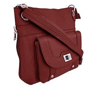 Concealed Carry Gun Purse - Twist Lock Pocket Crossbody Bag by Roma Leathers (Red)