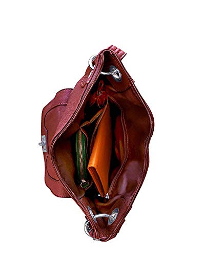 Concealed Carry Gun Purse - Twist Lock Pocket Crossbody Bag by Roma Leathers (Red)