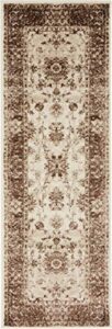 unique loom rushmore collection area rug - lincoln (2'x 6' 1" runner, cream/ beige)