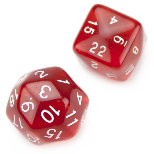 Wiz Dice 24 and 30 Sided Translucent Red Polyhedral Dice - Set of 2 (1 Each)