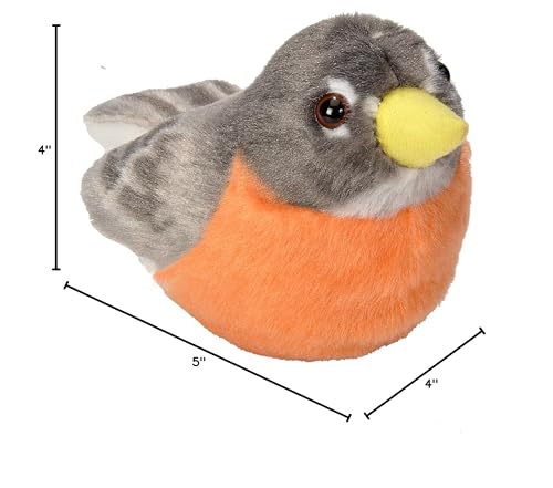 Wild Republic Audubon, American Robin Plush Authentic Sound, Stuffed Animal, Bird Toys for Kids, American Robin