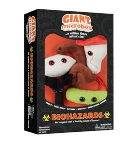 giantmicrobes biohazards gift box, microbiology gifts, medical gag gifts funny, doctor gifts, bacteria plush, virus plush toy, plush keychain