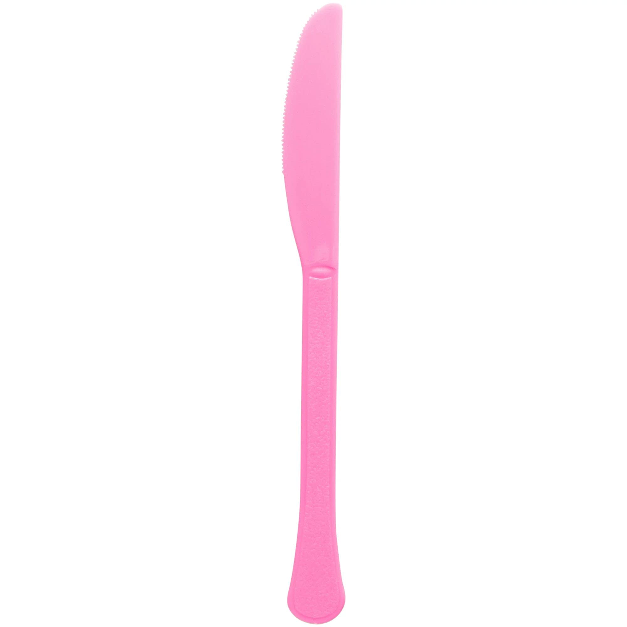 Bright Pink Plastic Heavy Weight Knives (50 Count) - Premium Disposable Plastic Cutlery, Perfect for Home Use and All Kinds of Occasions